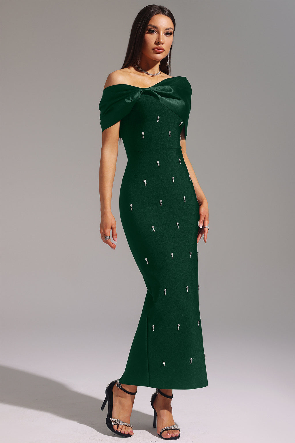 Palez Sleeveless One Shoulder Diamond Bow Bandage Maxi Dress – TheNinePM